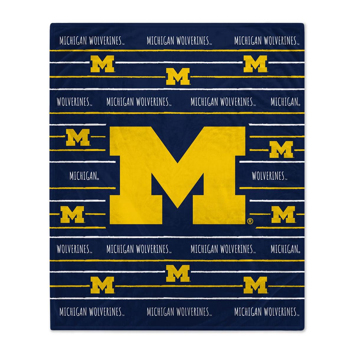 Officially Licensed NCAA MI Wolverines Logo Stripe Fleece Blanket ...
