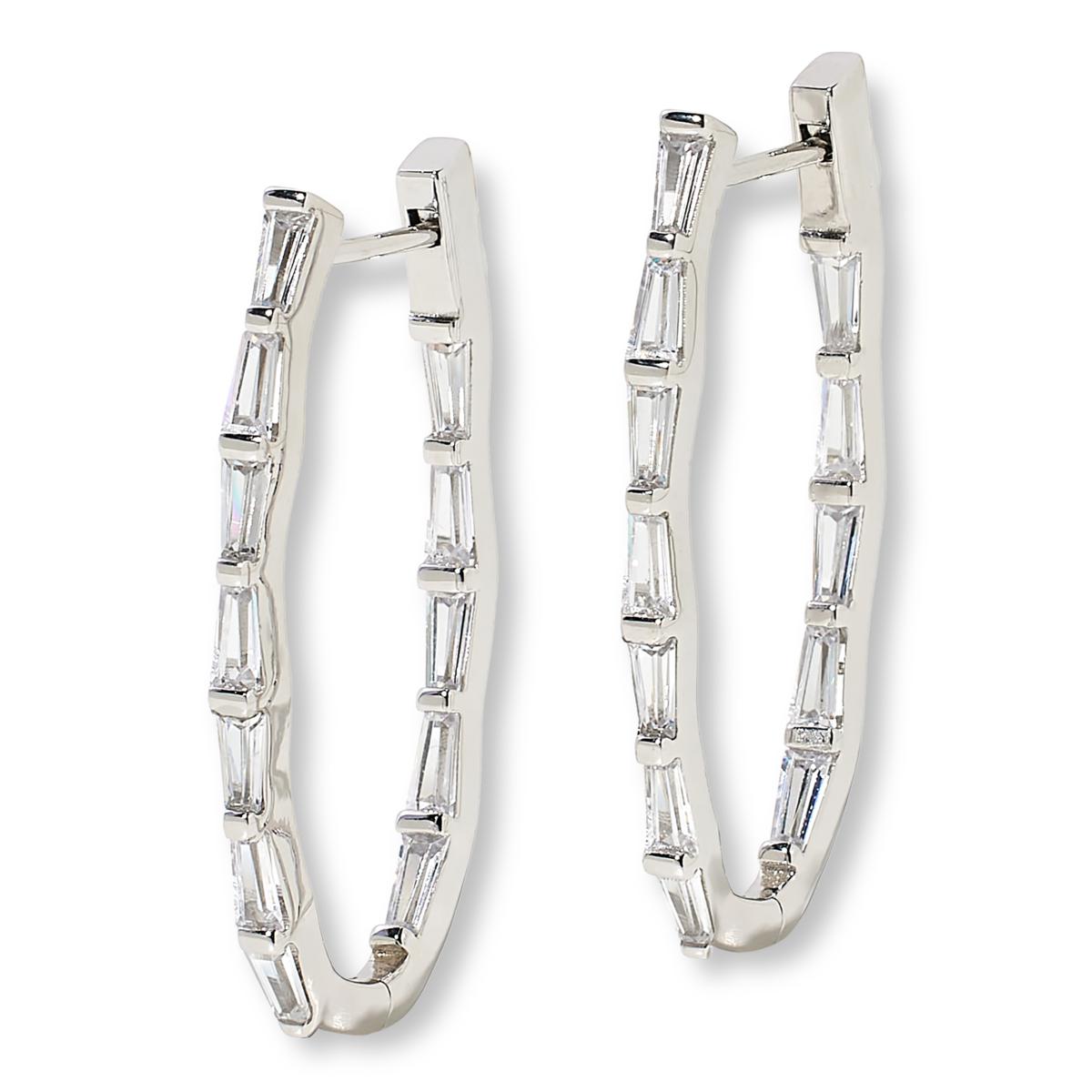 Radiance by Absolute™ 3.84ctw Baguette Oval Hoop Earrings - 23315105 | HSN