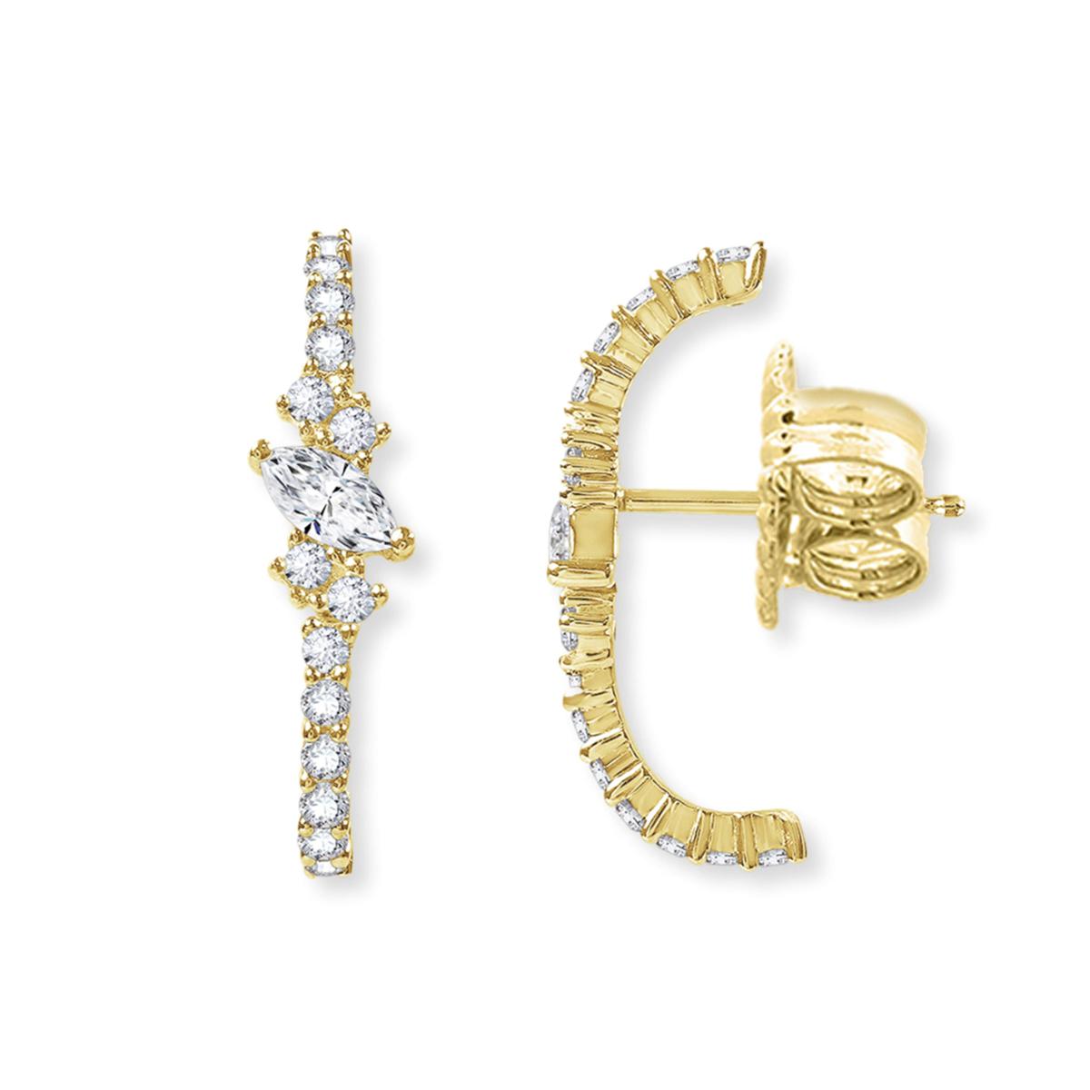 Radiance by Absolute™ Gold-Plated 1.29ctw Half-Hoop Stud Earrings ...