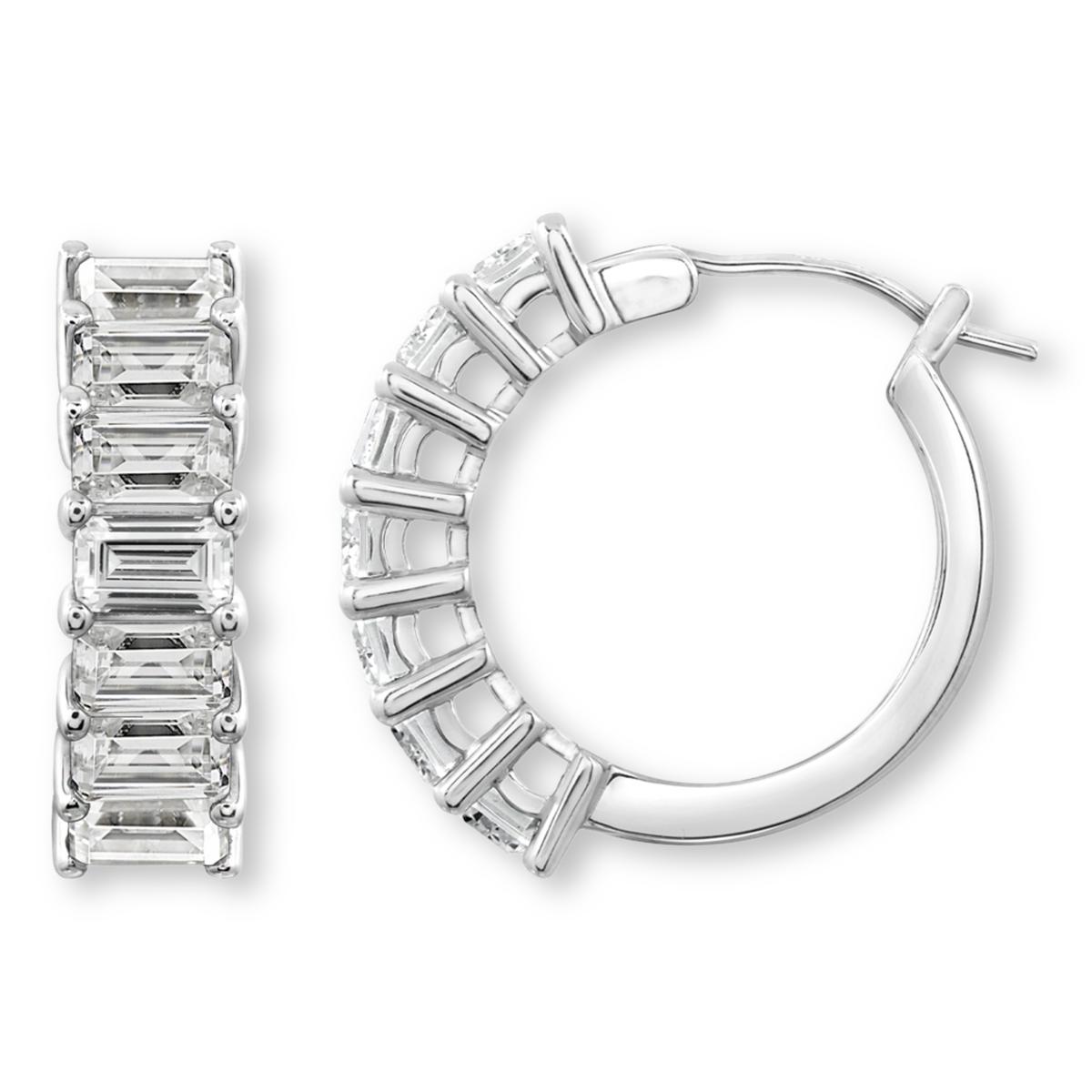 Radiance by Absolute™ Platinum-Plated Emerald Cut Hoop Earrings ...