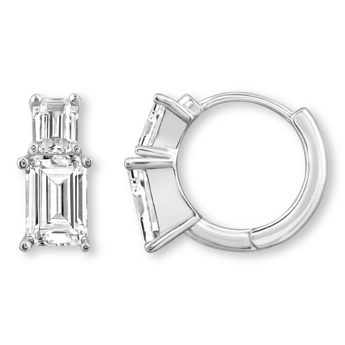 Radiance by Absolute™ Platinum-Plated Emerald Cut Mini Hoop Earrings ...