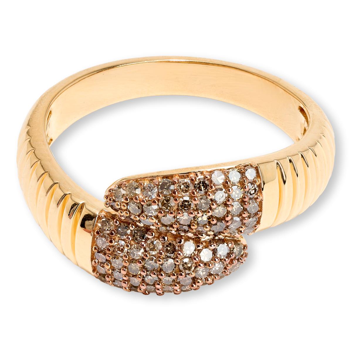 Rarities Gold-Plated Champagne Diamond Bypass Ring | HSN