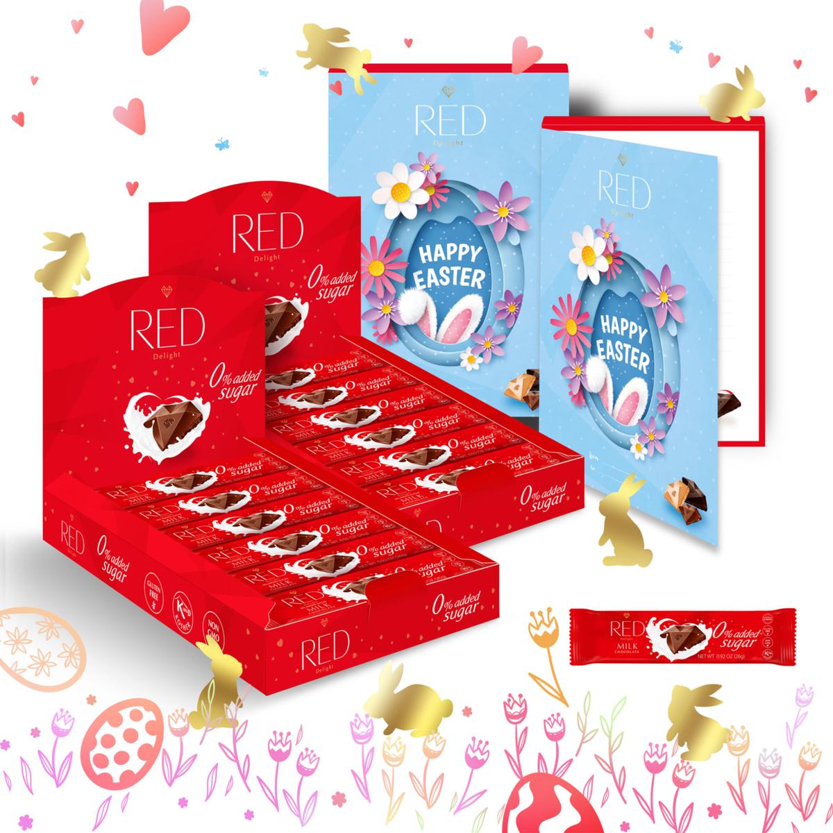 RED Chocolate 24-count Grab & Go Chocolate Bars with Easter Card | HSN