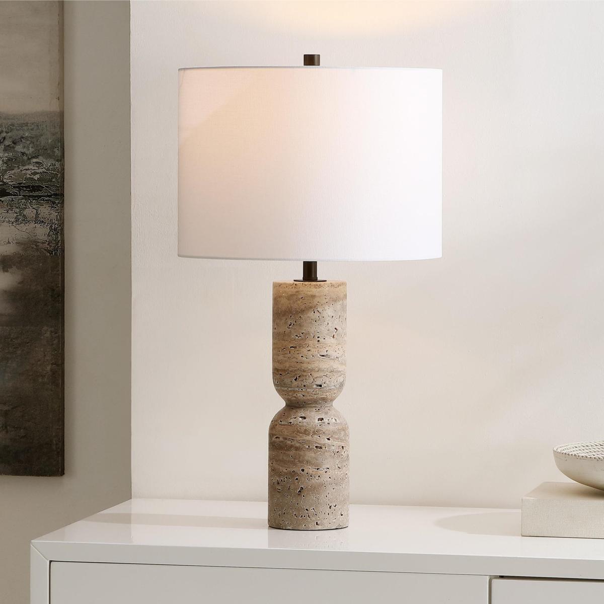 Safavieh Nara Ivory Travertine Table Lamp | HSN
