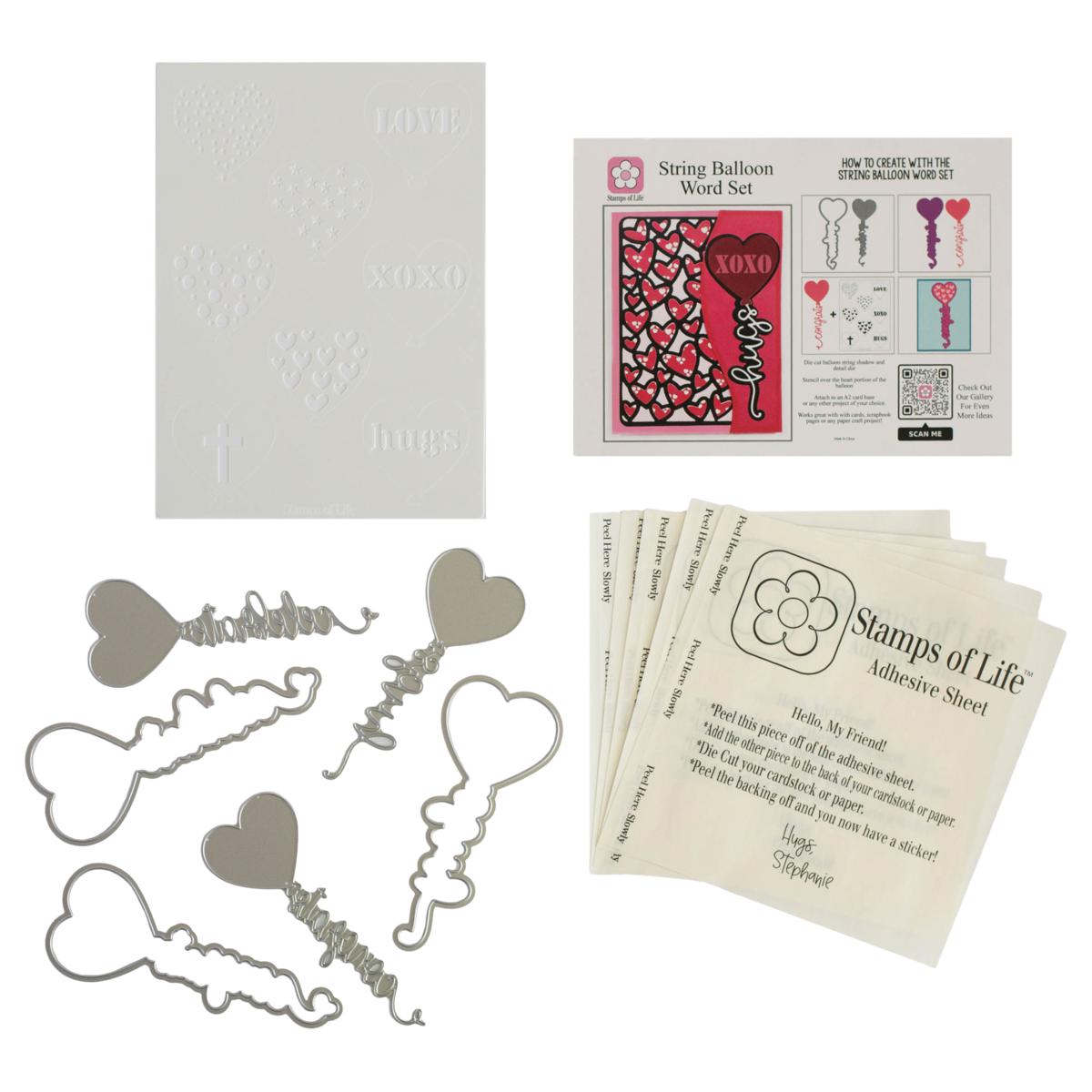 Stamps of Life String Balloon Word Die and Stencil Kit - 23653456 | HSN