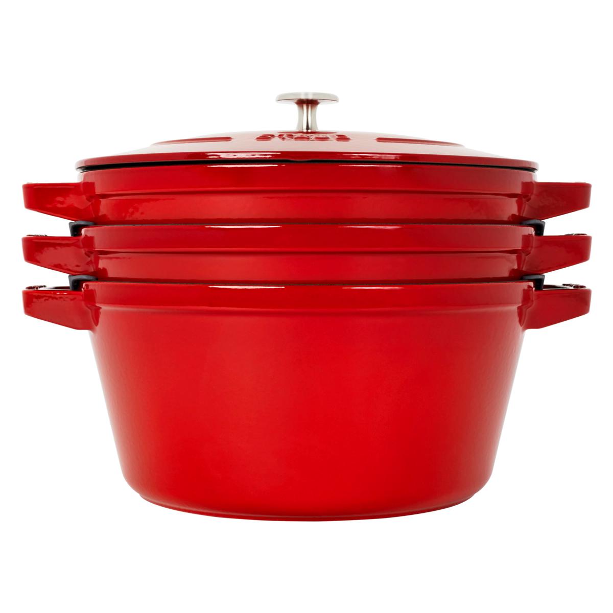 Staub Cast Iron 4-Piece Stackable Set - Cherry | HSN