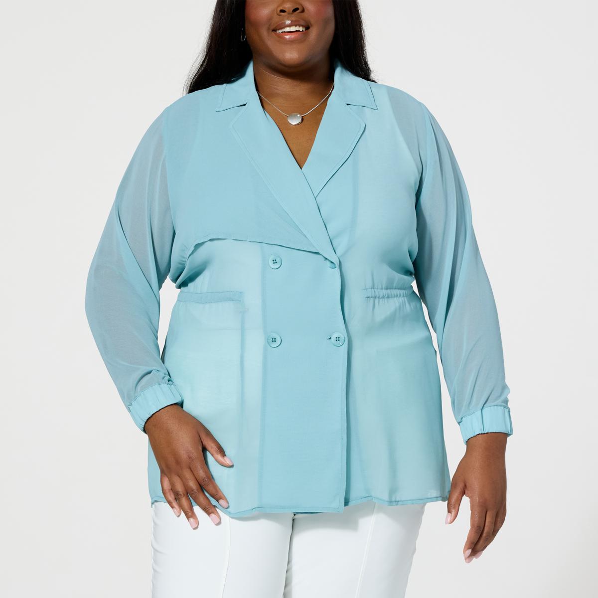 WynneLayers Chiffon Double-Breasted Trench Jacket | HSN